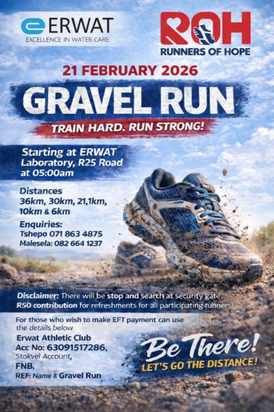 Event: ERWAT Athletic & Runners of Hope Training Run - Ekurhuleni Water ...